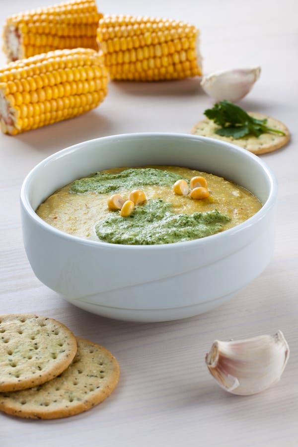 Corn soup stock photo. Image of lunch, spoon, dinner - 26585580
