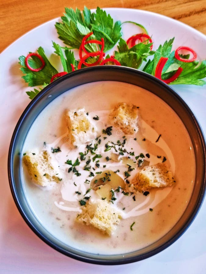 Corn soup with with soucer stock image. Image of meat - 281522793