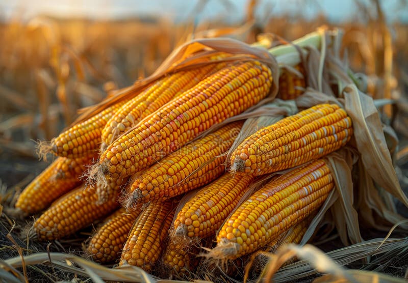 Corn is Staple Food in Many Countries. a Pile of Corn Cobs is Dried on ...