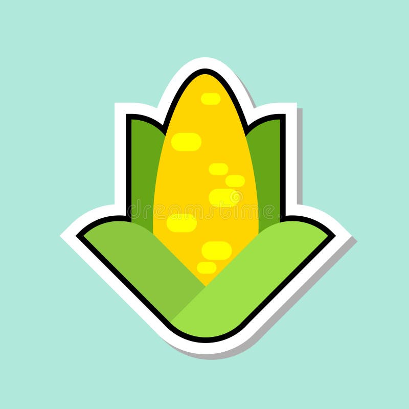 Corn Sticker on Blue Background Colorful Vegetable Icon Stock Vector ...