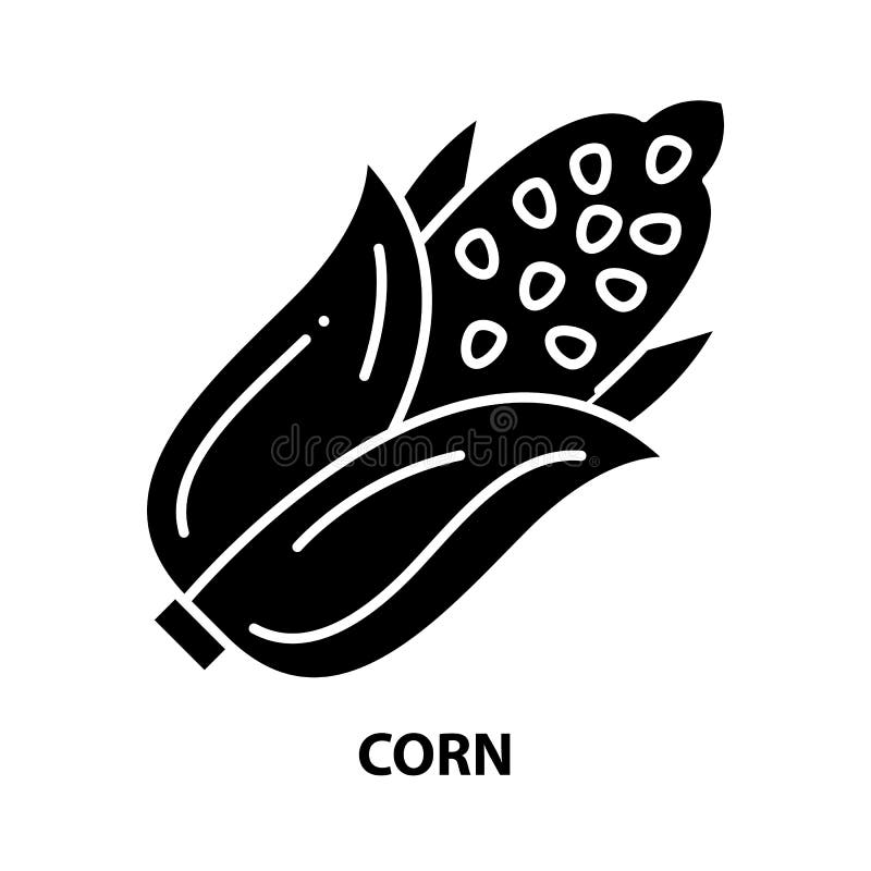 Corn Symbol Icon, Black Vector Sign with Editable Strokes, Concept ...