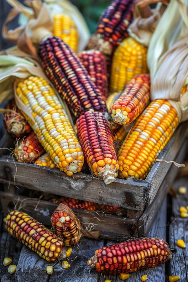 Corn on the Table on the Background of Nature Stock Photo - Image of ...