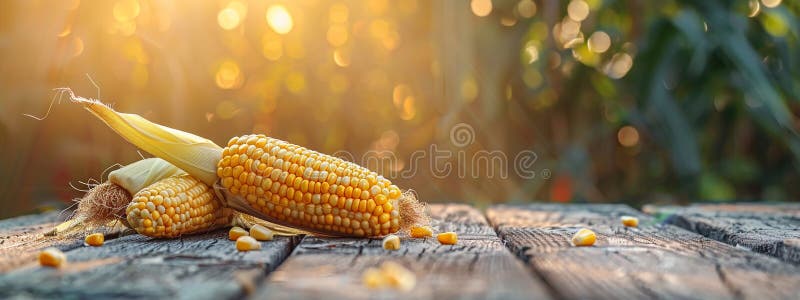 Corn on the Table on the Background of Nature Stock Photo - Image of ...