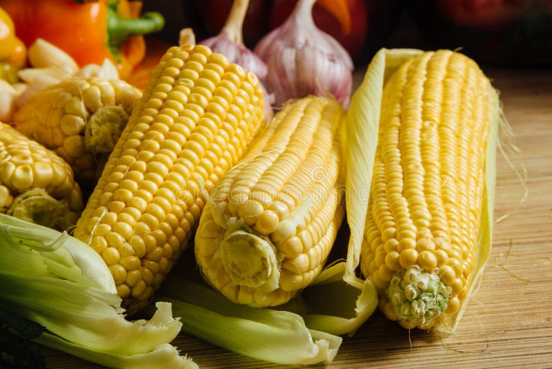Corn on a table stock image. Image of pepper, organic - 57655703