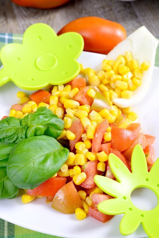 Corn and tomato salad stock photo. Image of table, corn - 30967886
