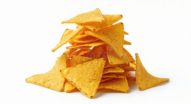 Corn Tortilla Chips Pile, Party Snacks Isolated on White Background ...