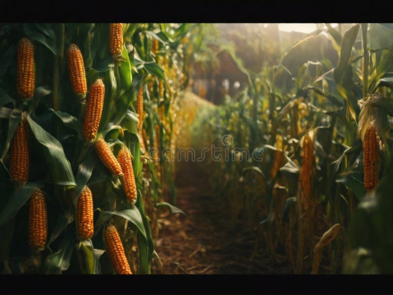 Corn on the tree branches stock illustration. Illustration of crop ...