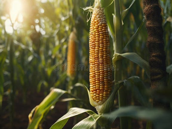 Corn on the tree branches stock illustration. Illustration of greeting ...