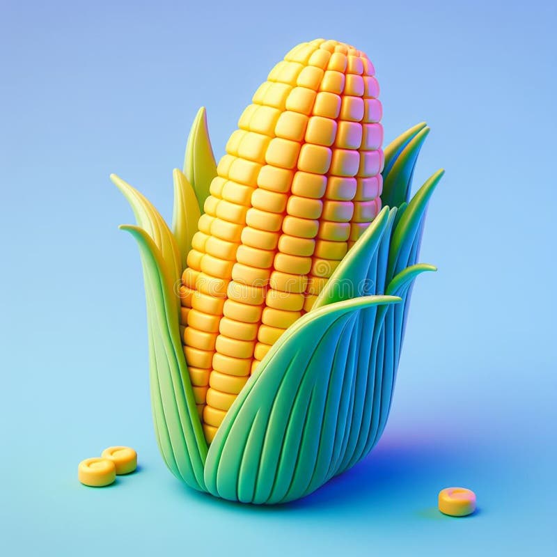Corn Vegetable, 3d Animation Icon Stock Illustration - Illustration of ...