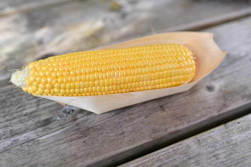 A Corn in a Wooden Barbecue Box Stock Image - Image of summertime ...
