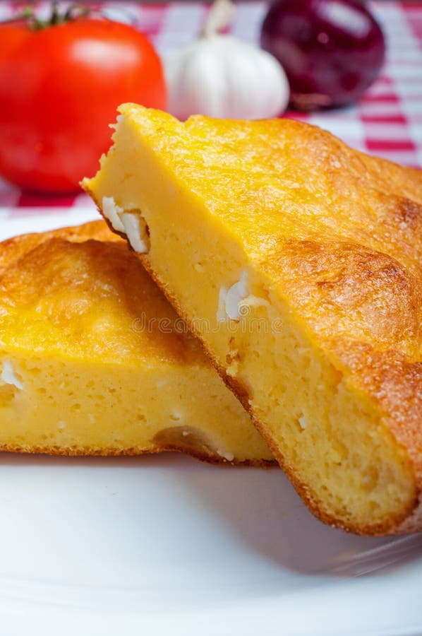 Cornbread with Cheese Close Up Stock Image - Image of baked, plate ...