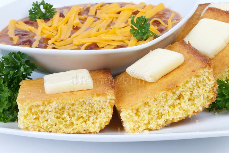 Cornbread and chili stock image. Image of cast, food, oven - 530423