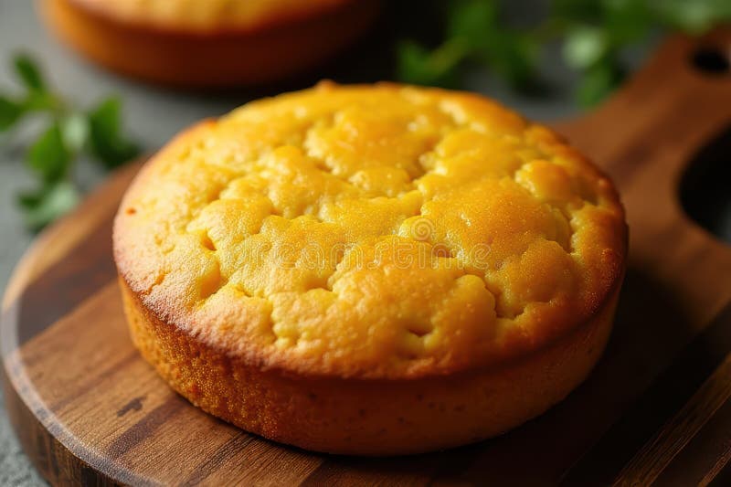 Cornbread Slice Display on Rustic Wood Platter Stock Illustration ...