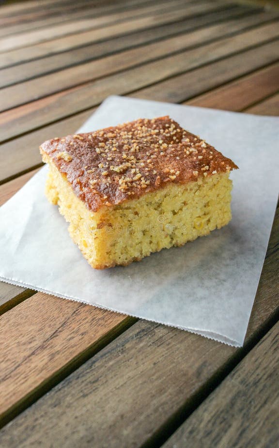 Cornbread on White Parchment Paper Stock Photo - Image of corn, bench ...