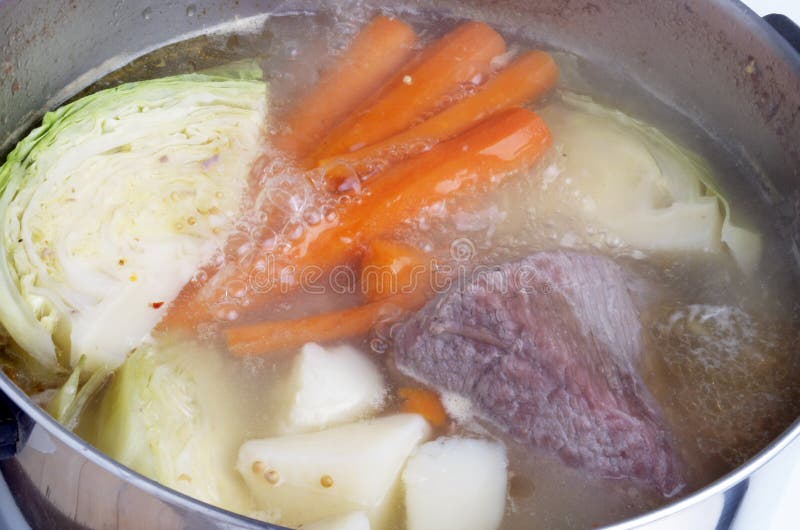 Corned Beef and Cabbage Boiling Stock Image - Image of boiling ...