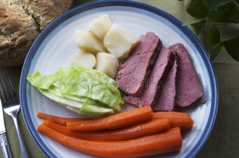 Corned Beef and Cabbage Plate Stock Photo - Image of plant, steamed ...
