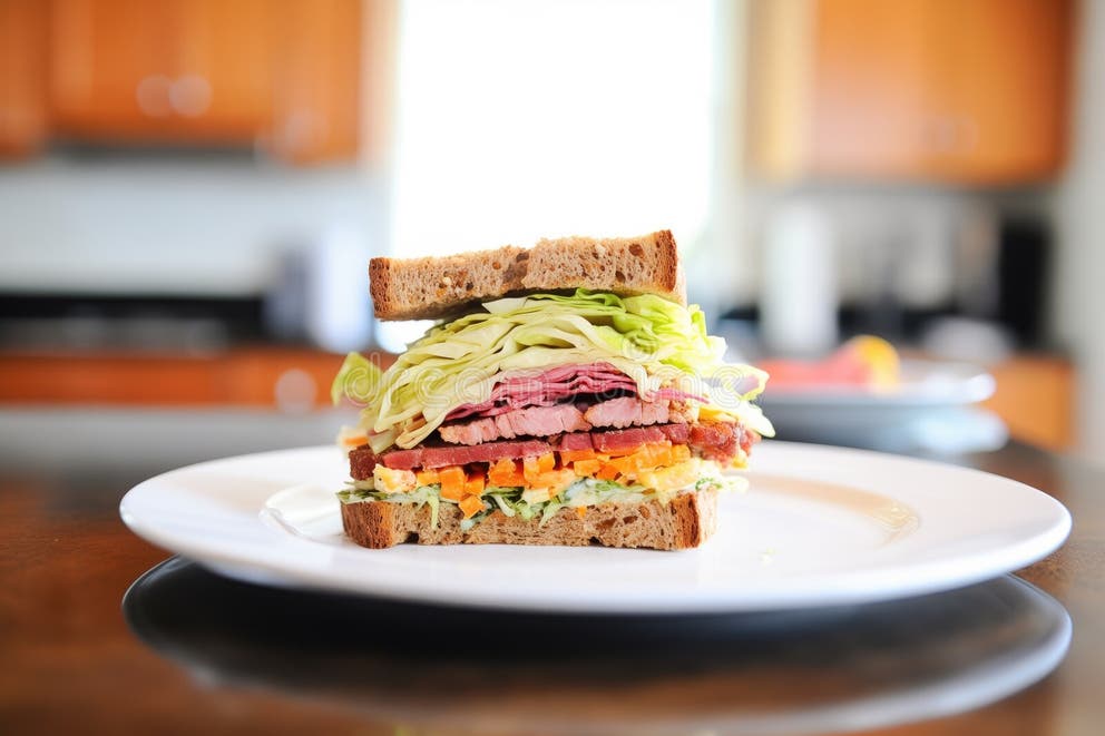 Corned Beef and Cabbage Sandwich on Rye Bread Stock Photo - Image of ...