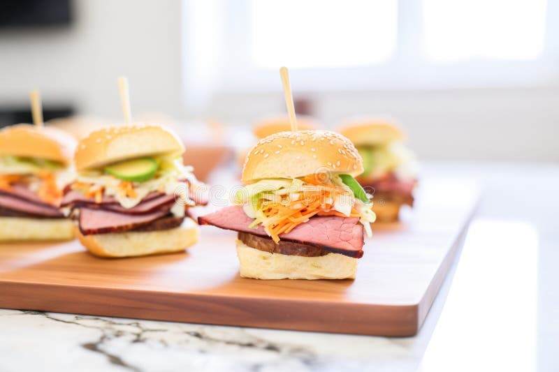 Corned Beef and Cabbage Sliders on Mini Buns Stock Image - Image of ...
