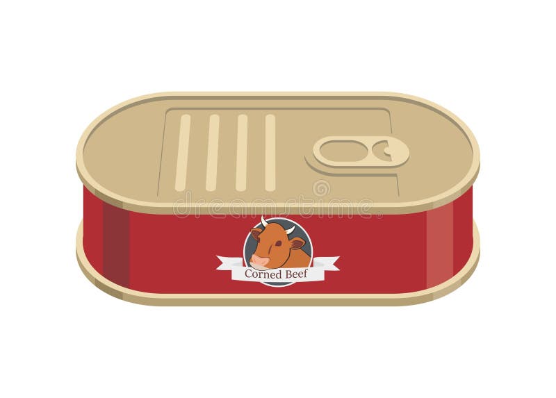 Corned Beef Can in Perspective View. Simple Flat Illustration. Stock ...