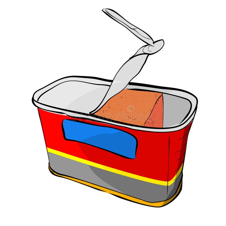 Simple Opened Can Corn Beef, Hand Draw Sketch, Isolated on White Stock ...