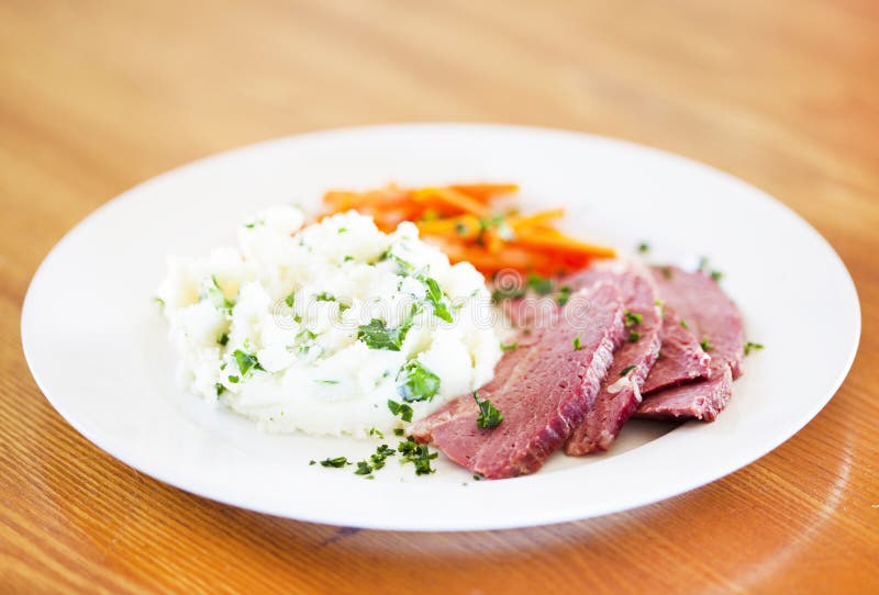 Corned beef dinner stock image. Image of plate, colcannon - 23414135