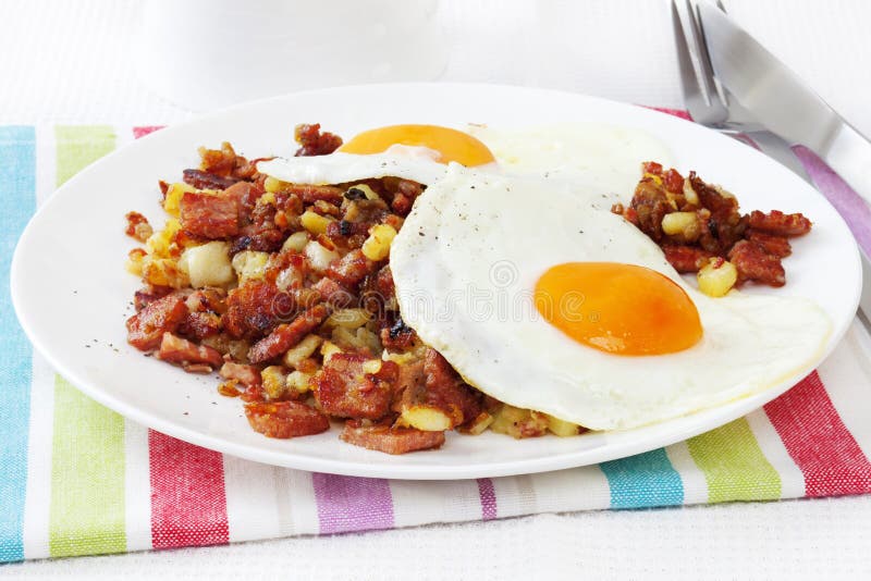 Corned Beef Hash with Eggs Plated Stock Photo - Image of food, plated ...