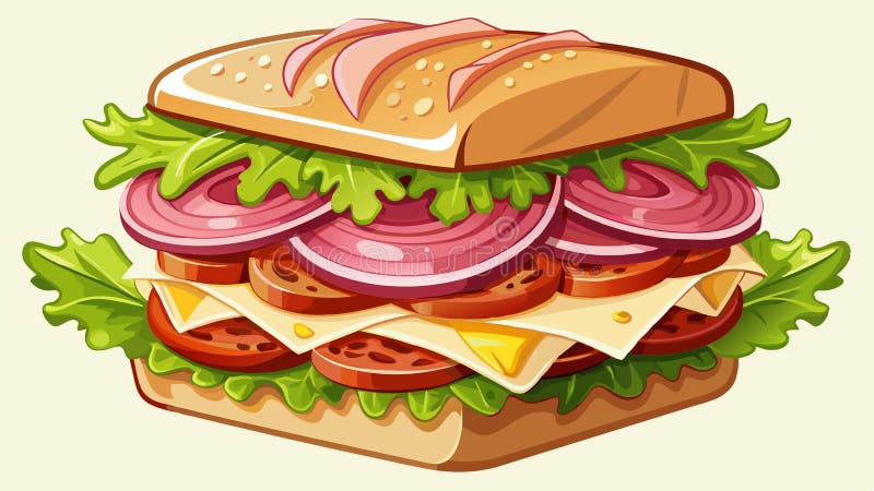 Corned Beef Sandwich with Lettuce and Onions Stock Vector ...