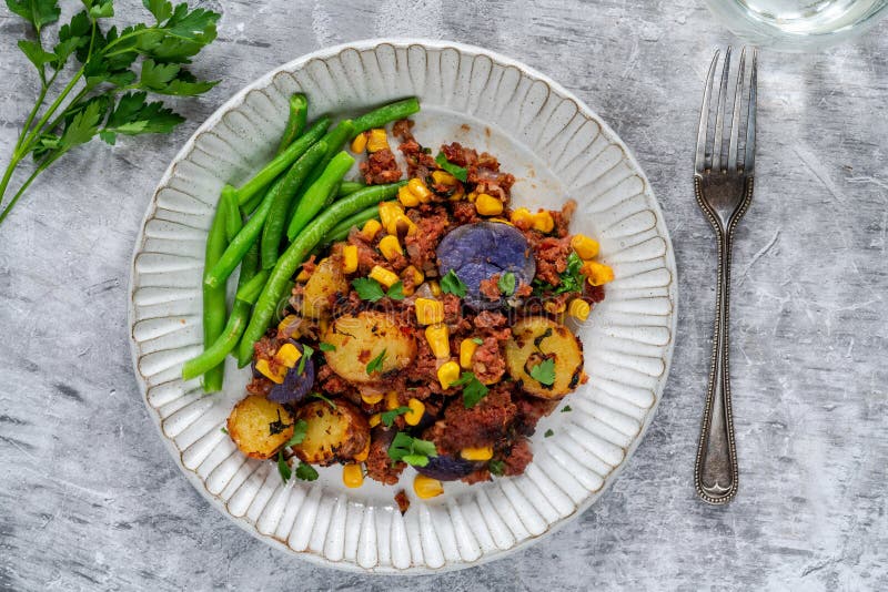 Corned beef hash stock image. Image of filling, salad - 247167281
