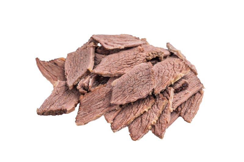 Corned Boiled and Sliced Beef Meat Isolated on White Background Stock ...