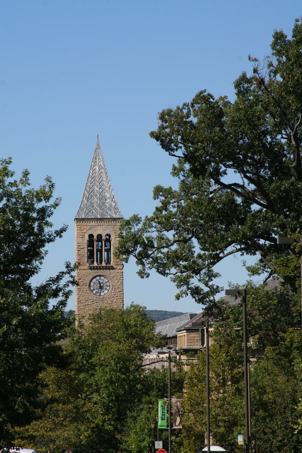 Cornell`s Clock Tower through the Trees Stock Image - Image of mcgraw ...