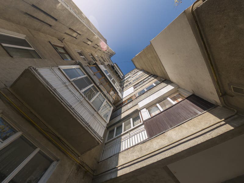 Corner of an Apartment Building, Balconies, View Upwards Stock Image ...
