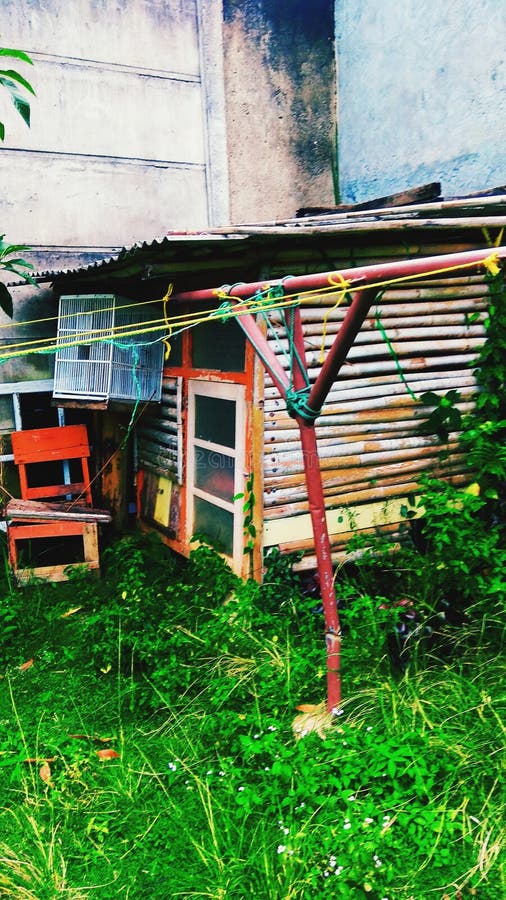 Chicken Coop in the Corner Outside the House Stock Image - Image of ...