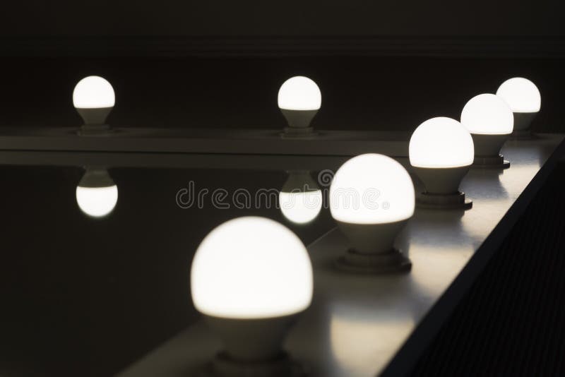 Corner Bezel Mirrors with Backlighting by LED Lamps Stock Photo - Image ...