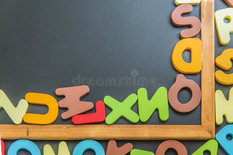 Corner of Black Board with Colorful Alphabet Stock Image - Image of ...