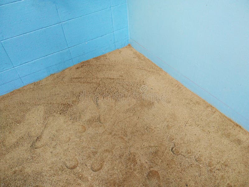 Corner by Blue Walls on Sand Ground Stock Photo - Image of rough ...