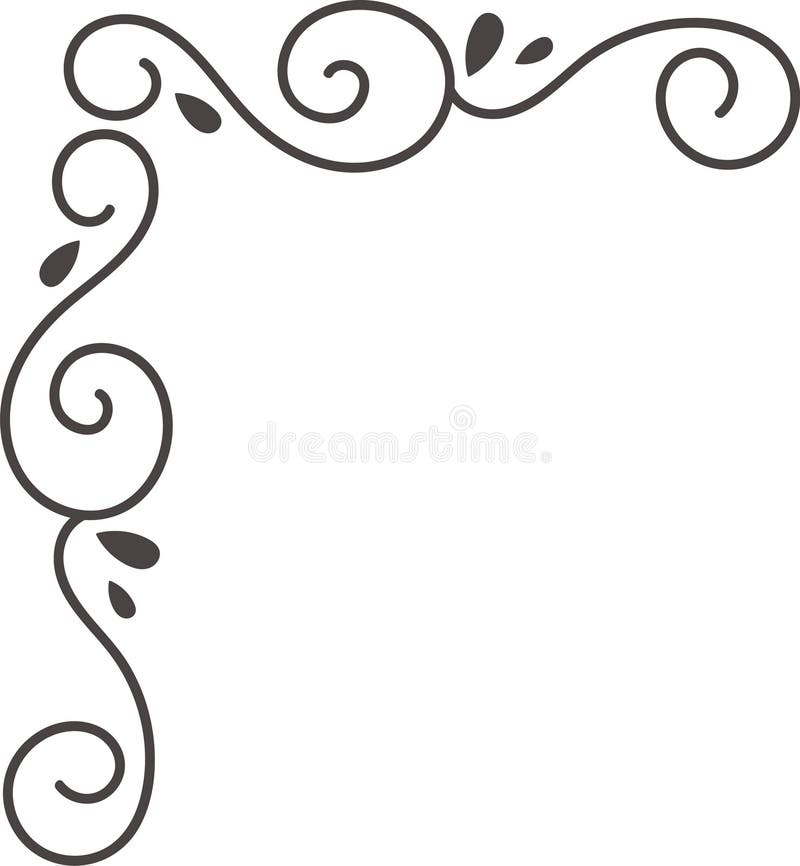 Corner Border Calligraphy Swirl Line Decorative Frame Abstract Vintage ...