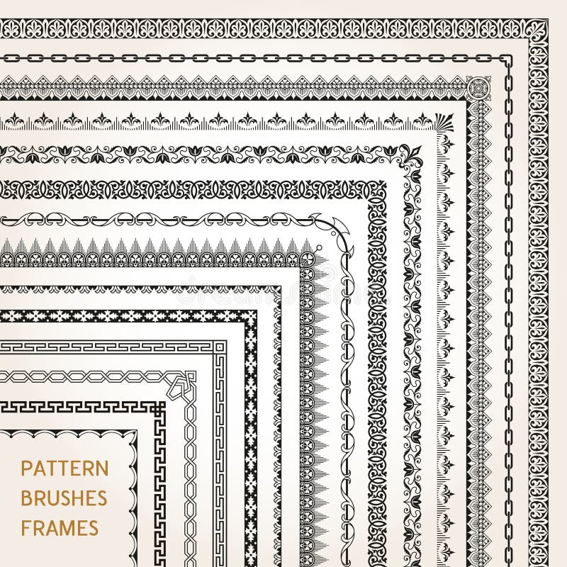 Corner Border Frame Line Pattern Brushes 1 Vector Stock Vector ...