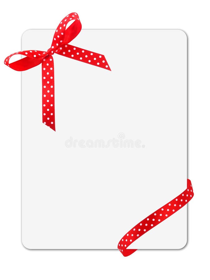 Corner Bow Ribbon Note Card Stock Photo - Image of decoration, dots ...