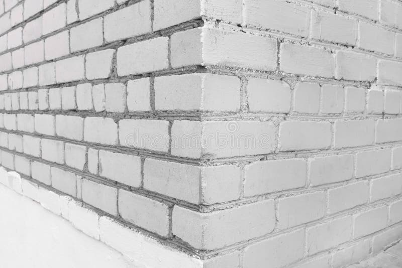 Corner Brick Fragment Close-up Architecture of the Joint Grey White ...