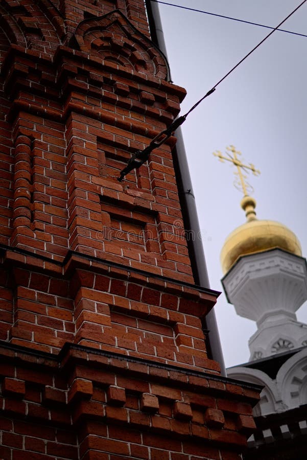 Corner of a Brick House with an Original, Openwork Masonry of Red Brick ...
