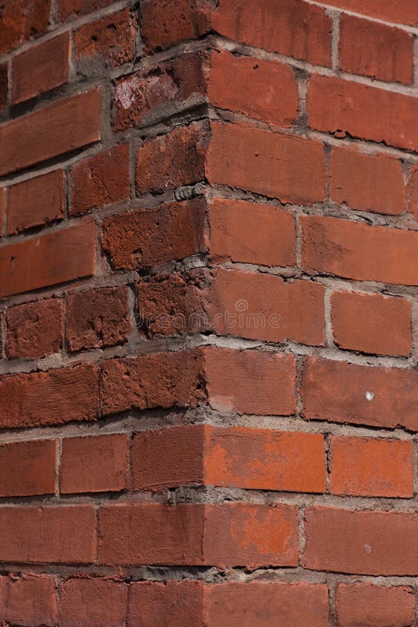 Corner Brick Wall, Red Old Brick Stock Image - Image of construction ...