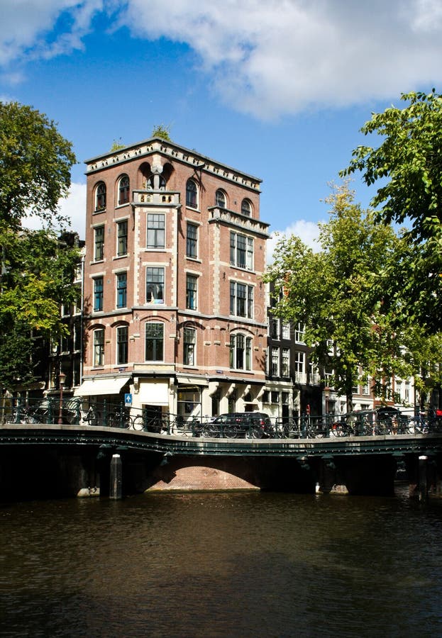 Corner Building in Amsterdam Stock Photo - Image of trees, amsterdam ...