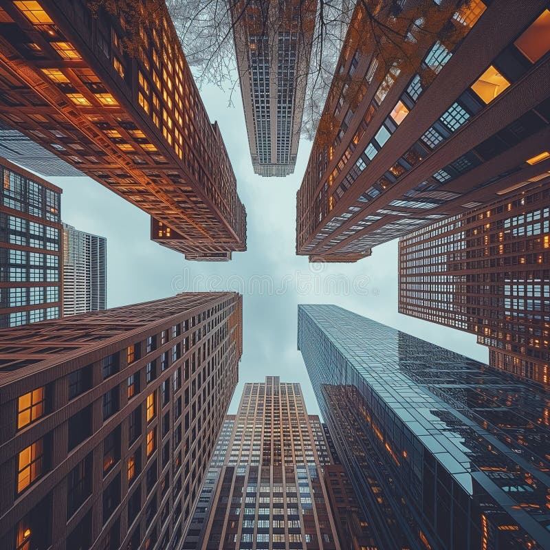 The Corner Building from the Ground Rises. Stock Illustration ...