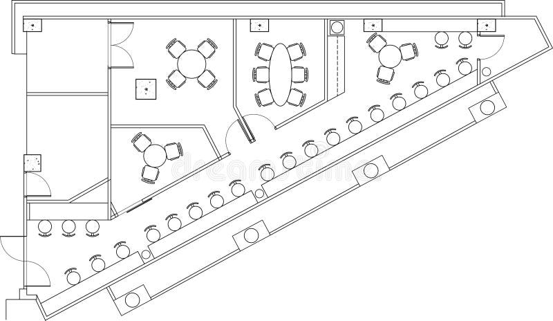 Corner Building Layout Triangular Space Design with Dining, Relaxation ...
