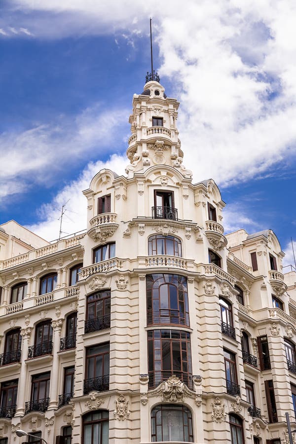 Corner of a Building Overlooking the Gran Via in Madrid Editorial Image ...