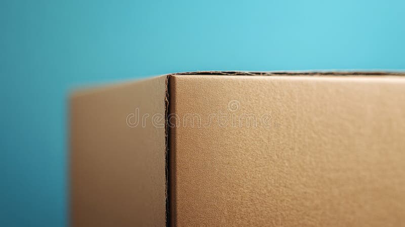 Corner of a Cardboard Box Against a Blue Background. Stock Photo ...