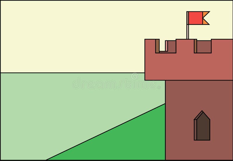 Corner Castle Tower with a Banner, Stained-glass Window Stock Vector ...