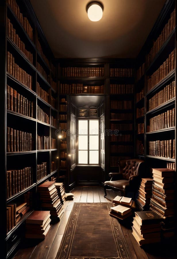 Classic Library Corner with Leather Armchair Stock Image - Image of ...