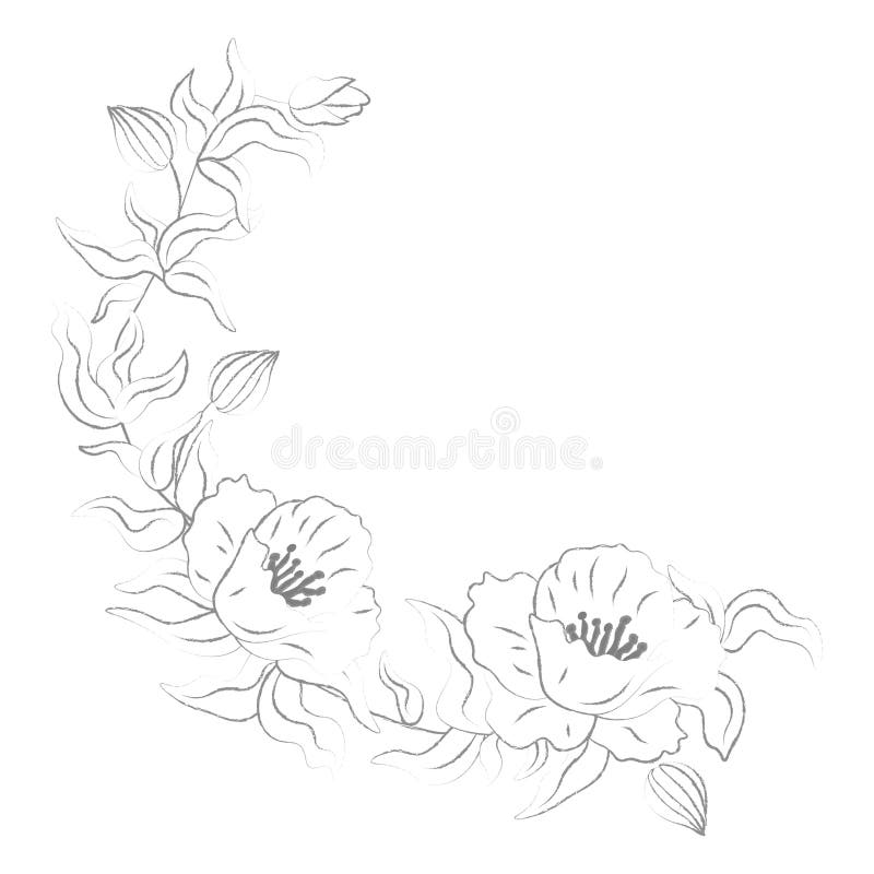 Corner Composition of Flowers Vector Linear Banner Stock Vector ...
