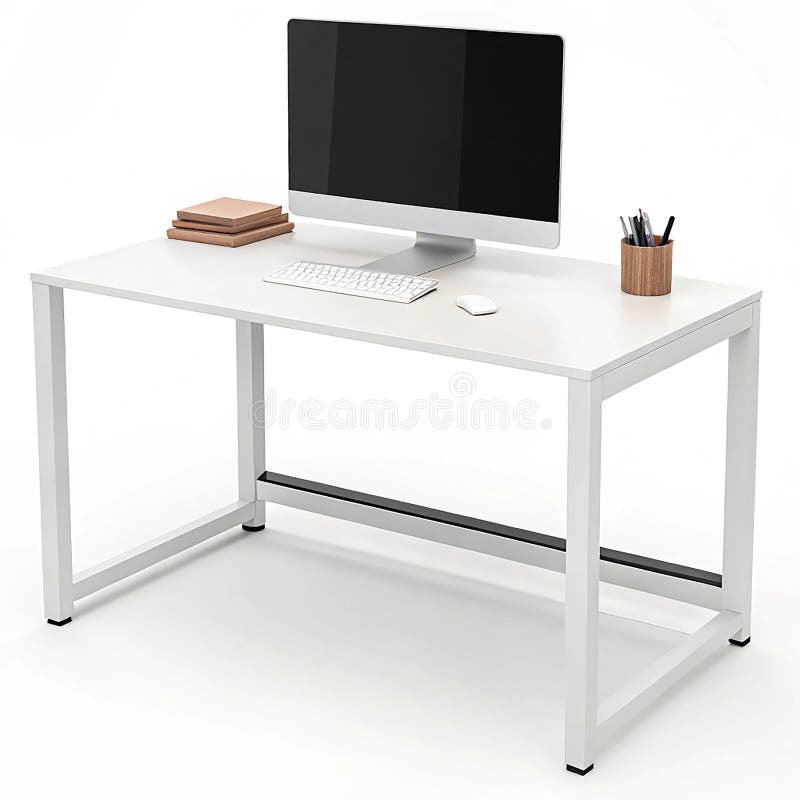 Corner Computer Desk on White Background Stock Illustration ...